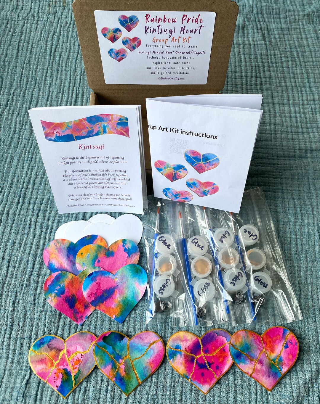 Rainbow Pride Kintsugi Mended Heart Group Art Kit Create Original ...