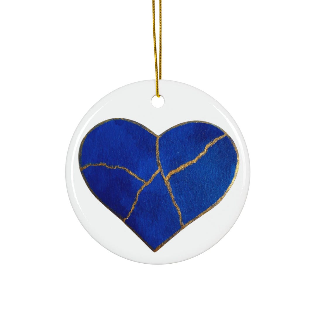 Kintsugi Mended Heart Christmas Ornament – Hand-painted Design | Symbol ...