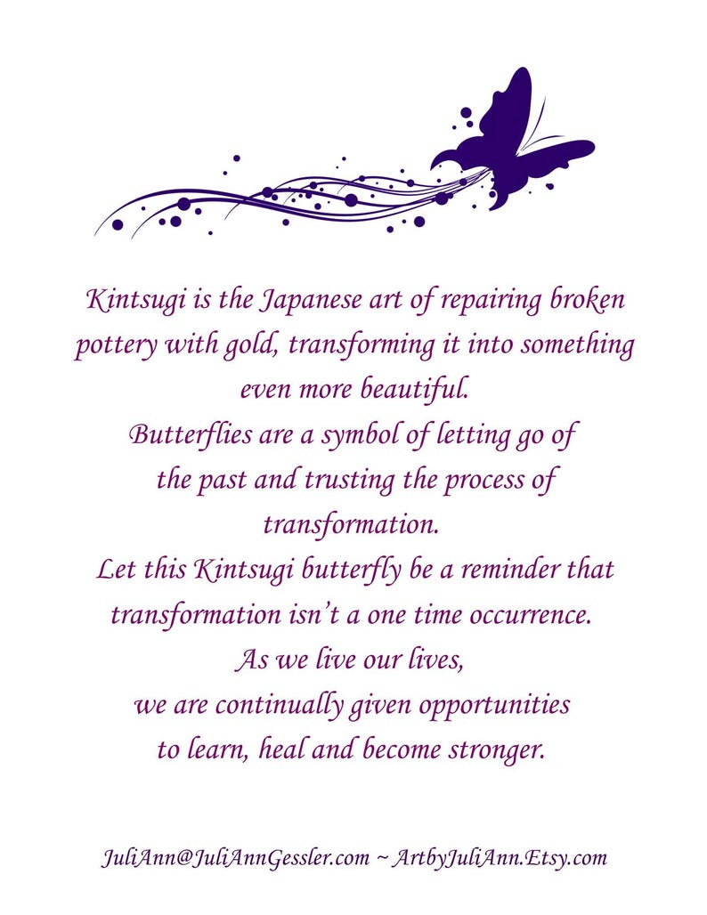 Kintsugi Butterfly Magnet & Ornament | Original Art With Inspirational ...