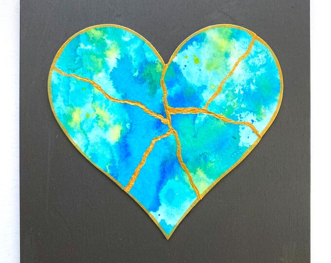 Kintsugi Mended Heart Painting Original Art Watercolor - Etsy
