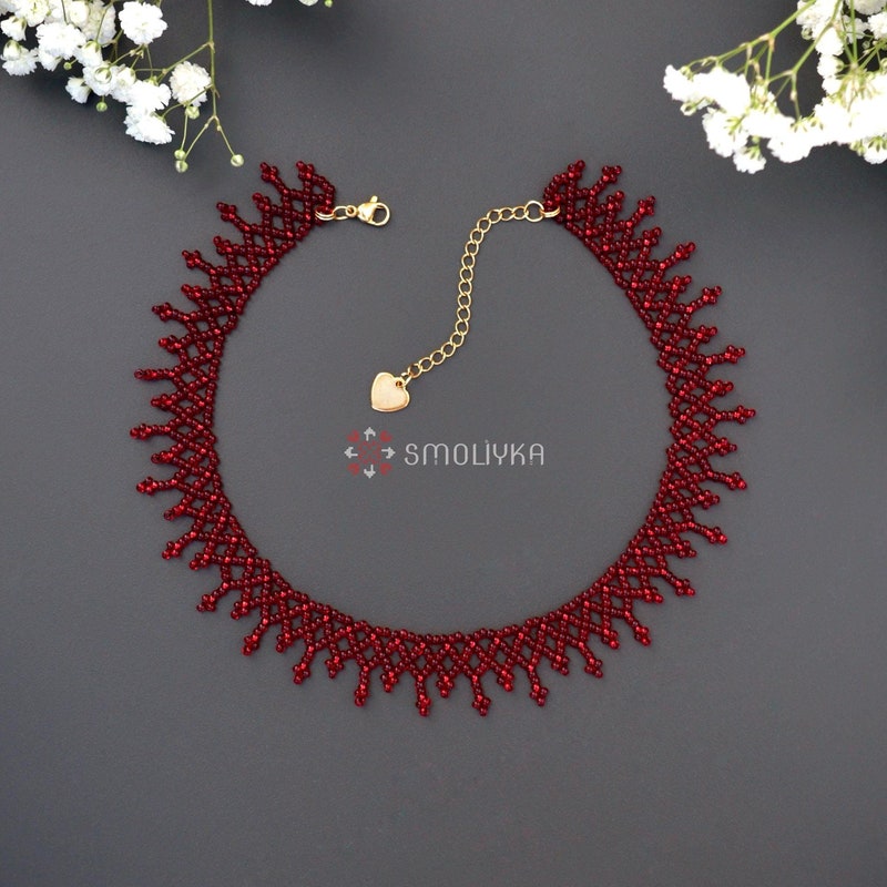 Red Bead Necklace - Etsy