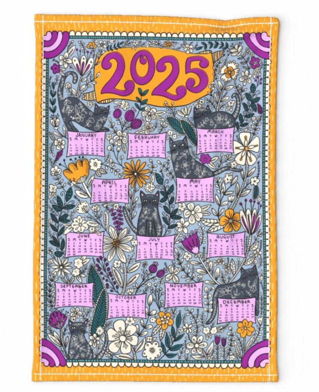 2025 Tea Towel Calendar, Cats in the Garden - Etsy