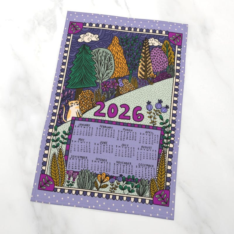 2026 Linen Calendar Towel - Etsy