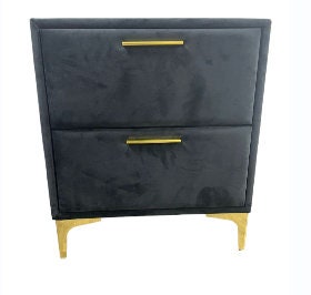 Chic Black Velvet Nightstand With Golden Accent Premium Quality Easy to Clean Long lasting All in One Close out Cell Liquidation 80 Etsy