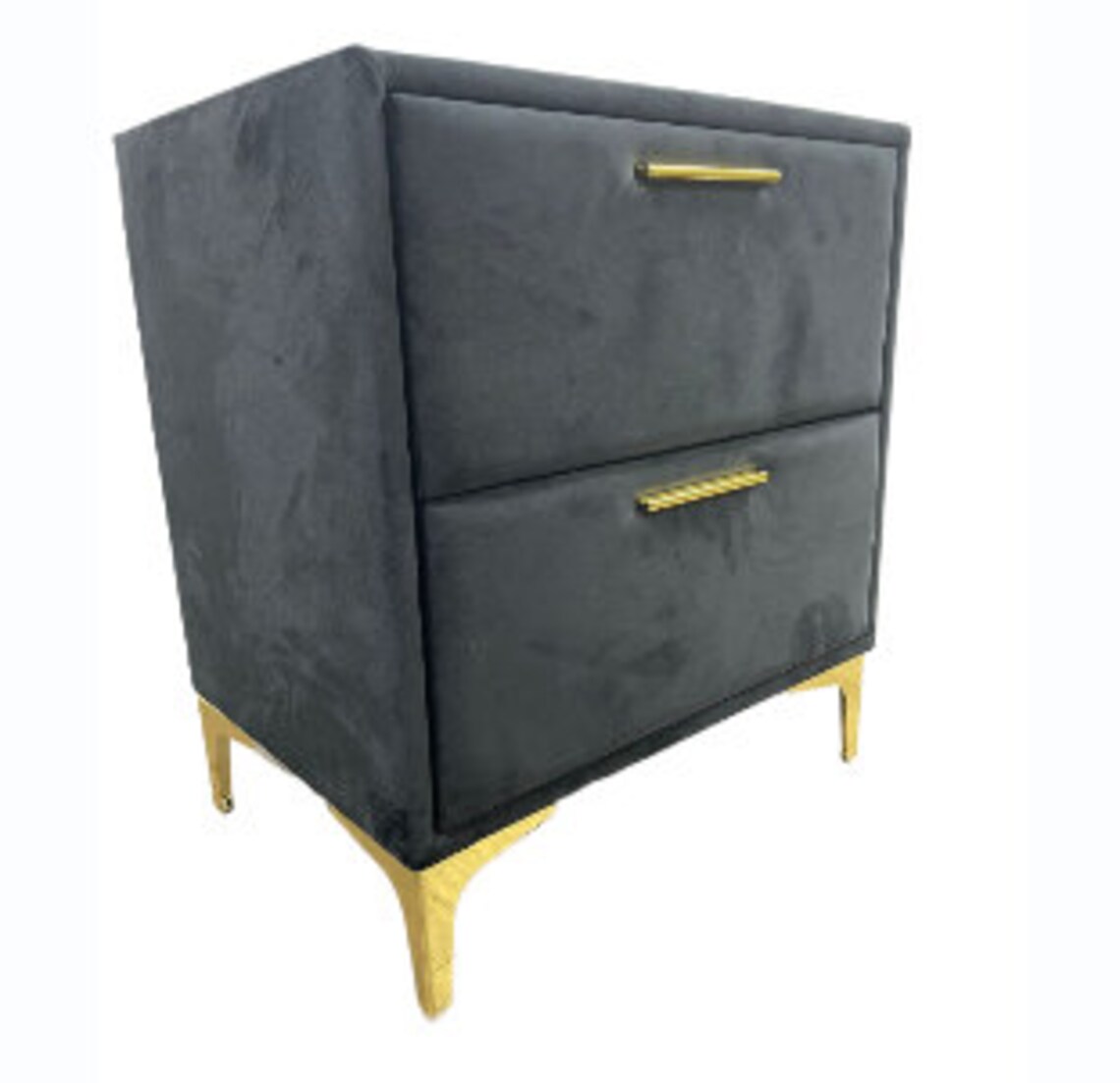 Chic Black Velvet Nightstand With Golden Accent: Premium Quality, Easy ...