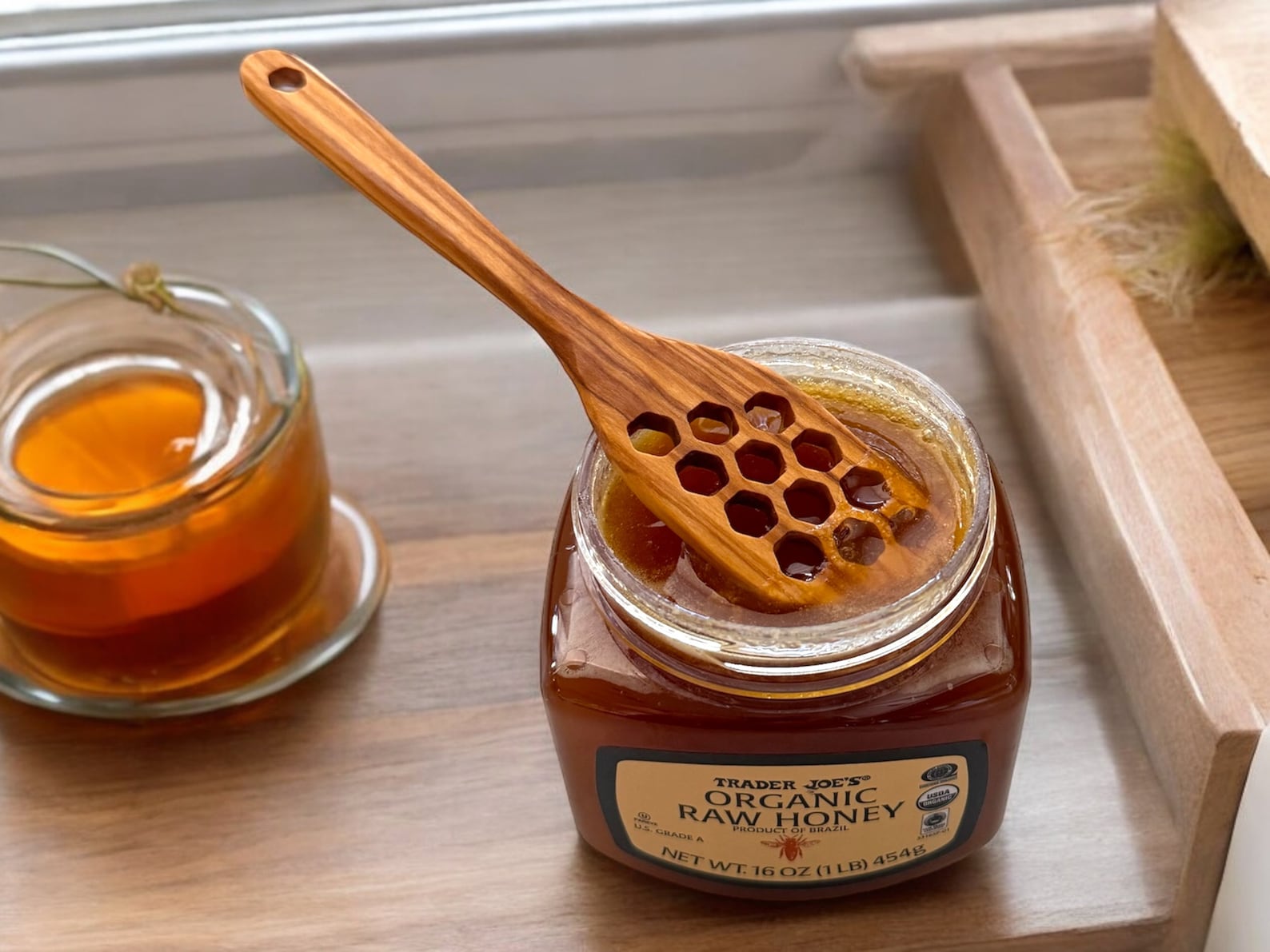 Olive Wood Honey Dipper, Sustainable Kitchen Utensil, Wooden Honey ...