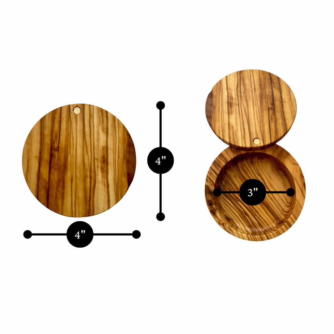 Olive Wood Salt Cellar, Pepper Holder, Small Spice Container, Kitchen ...