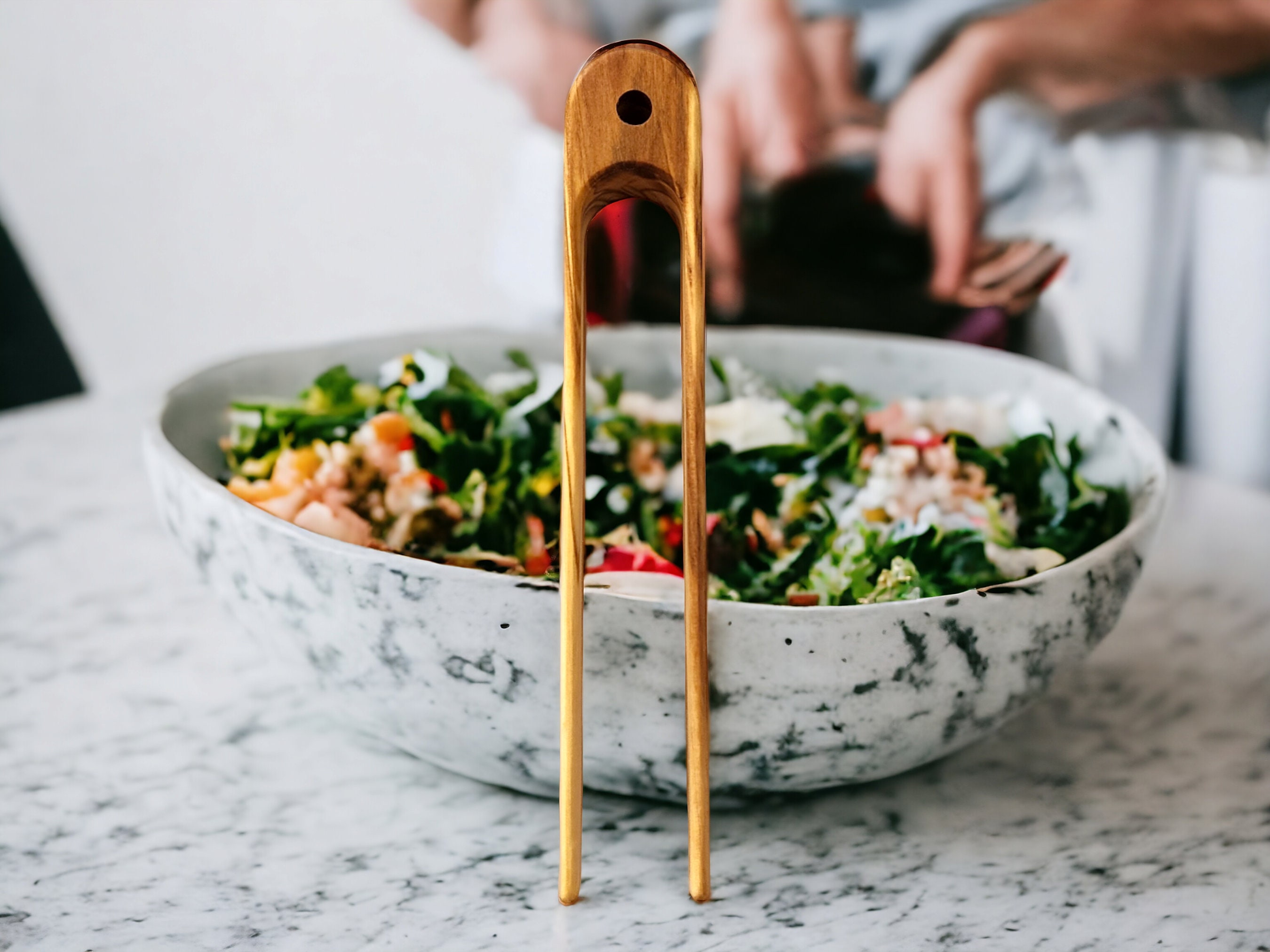 Toast Tongs Olive Wood, Handmade Kitchen Utensil, Natural Wooden Bread ...