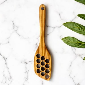 Olive Wood Honey Dipper, Sustainable Kitchen Utensil, Wooden Honey ...