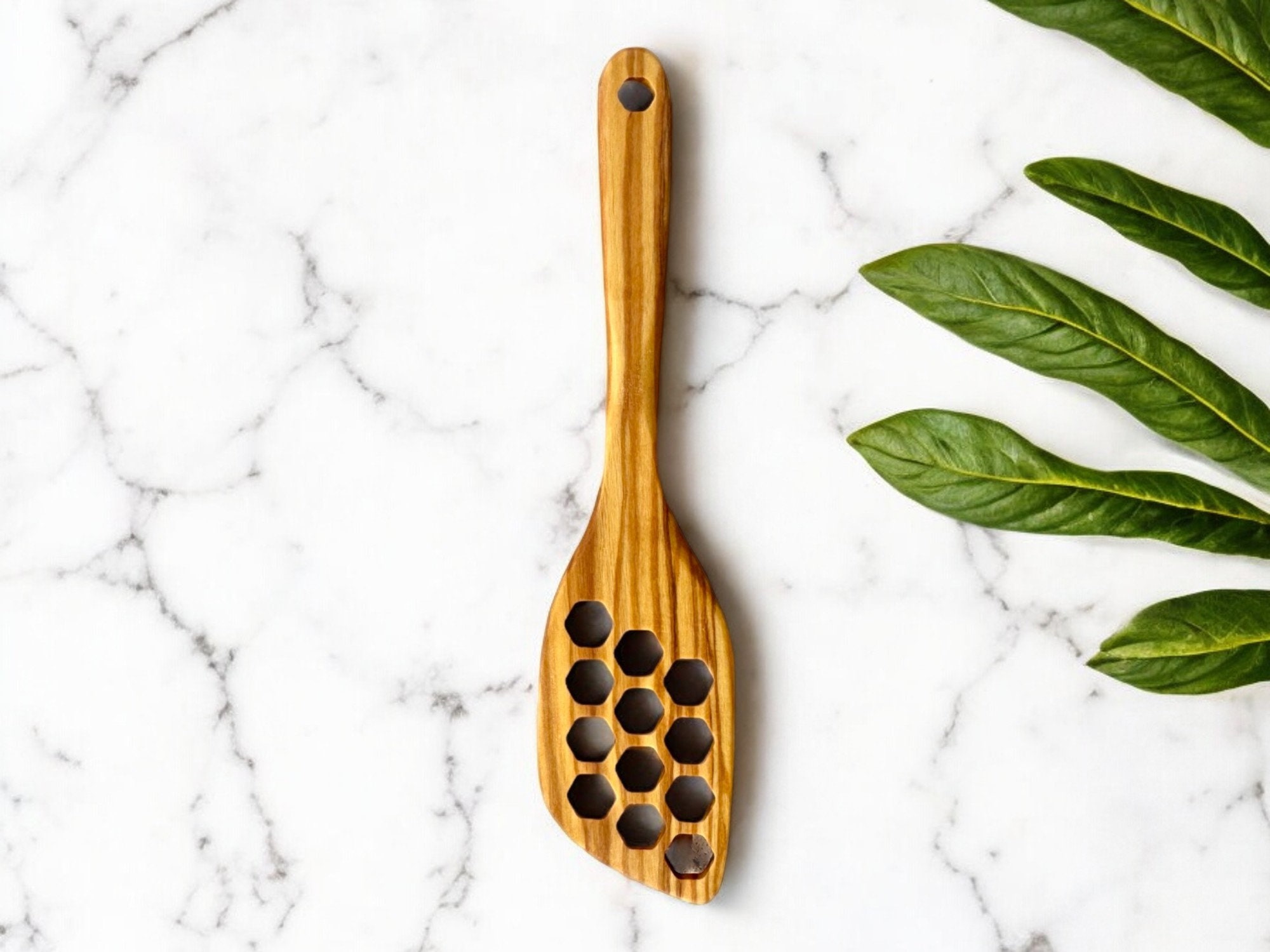 Olive Wood Honey Dipper, Sustainable Kitchen Utensil, Wooden Honey ...