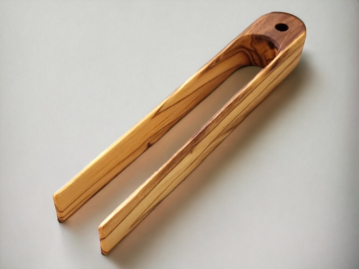 Toast Tongs Olive Wood, Handmade Kitchen Utensil, Natural Wooden Bread ...