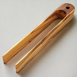 Toast Tongs Olive Wood, Handmade Kitchen Utensil, Natural Wooden Bread ...