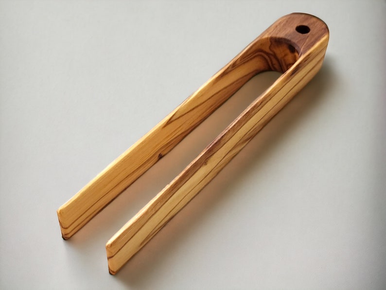 Toast Tongs Olive Wood, Handmade Kitchen Utensil, Natural Wooden Bread ...