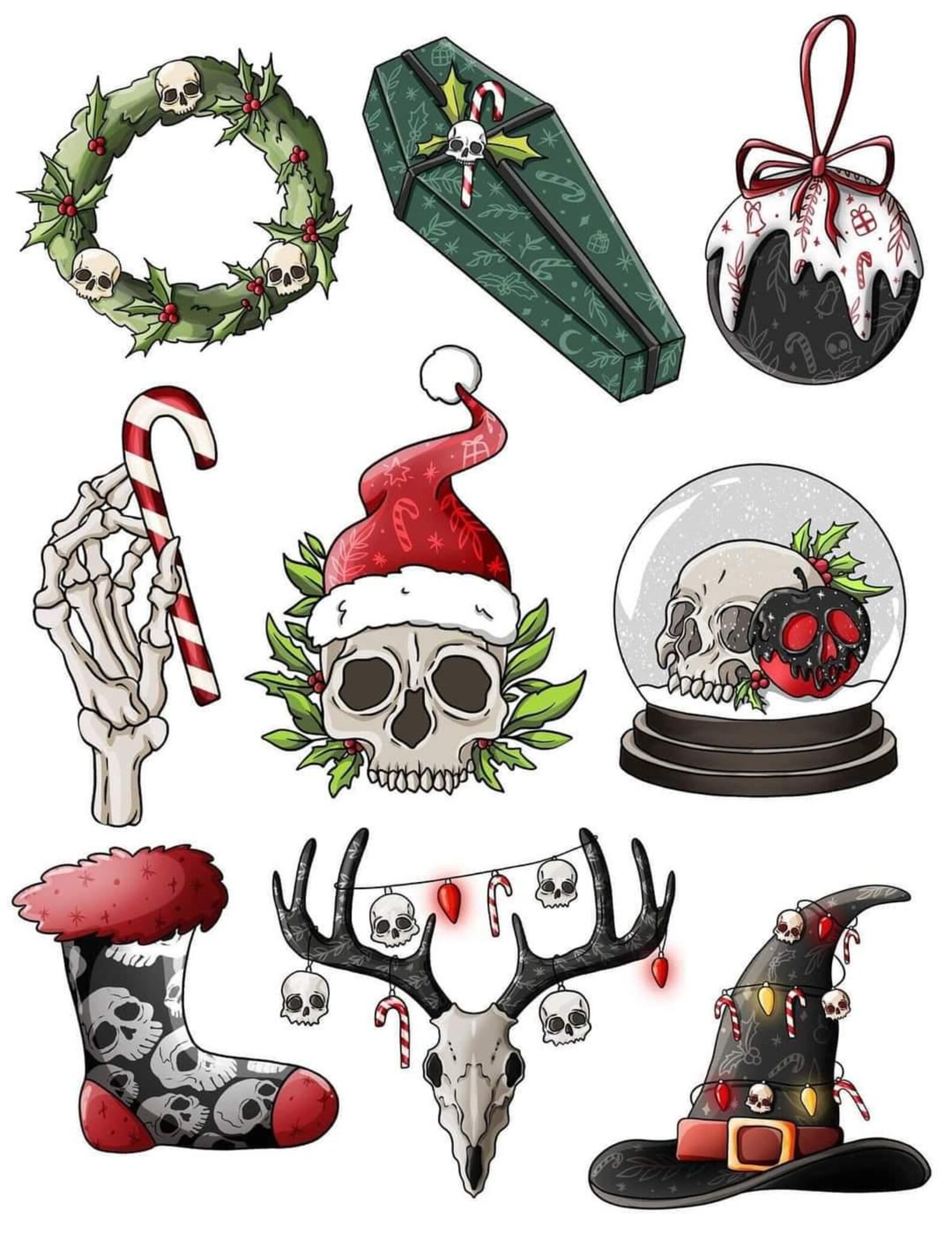 Spooky Christmas Svg/sticker Design Sheet - Etsy