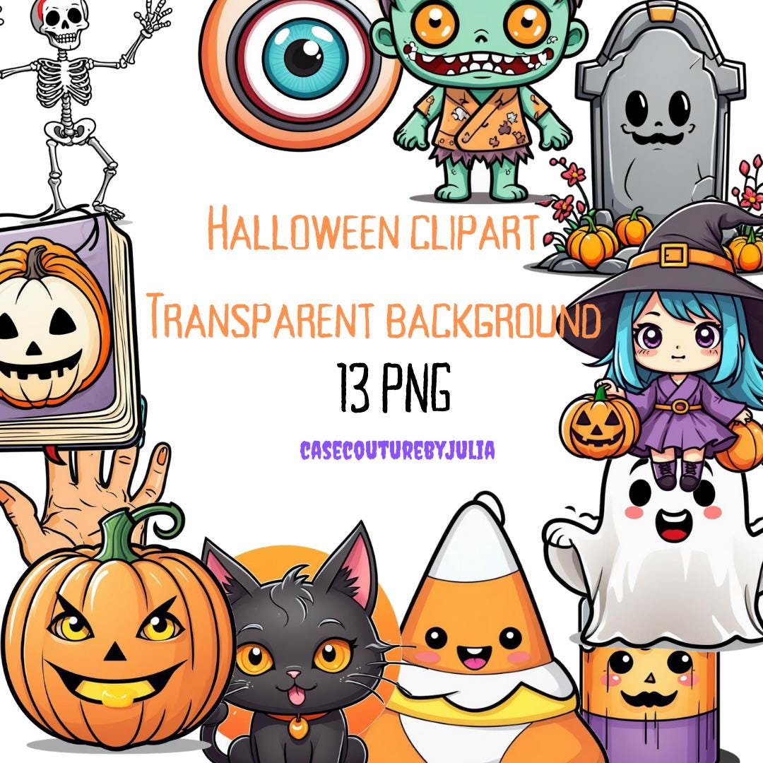 Halloween Clipart Kawaii - Etsy