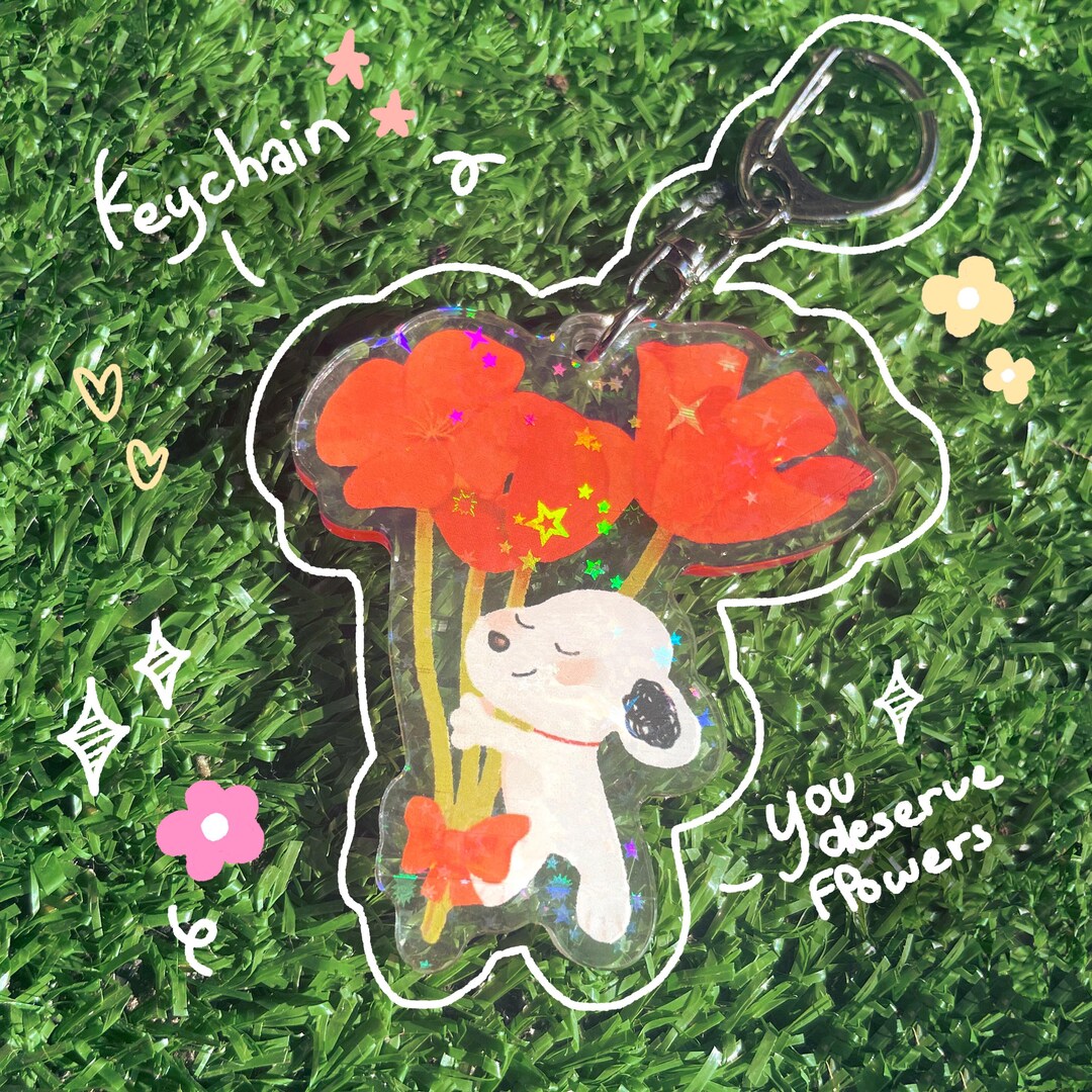 Peanuts Snoopy Keychain, Poppy Design, Original Accessory - Etsy