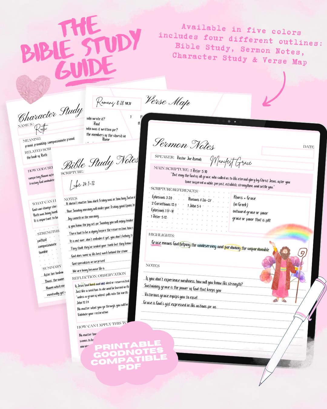 Bible Study Template Bundle, Printable Sermon Notes, Verse Map ...