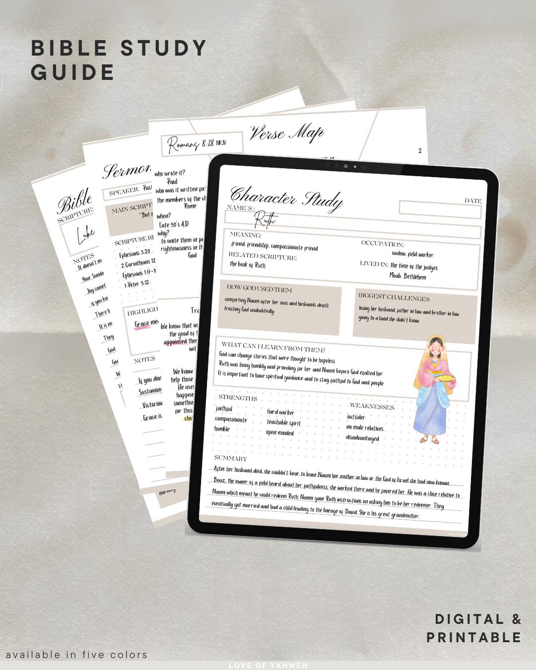 Bible Study Template Bundle, Printable Sermon Notes, Verse Map ...