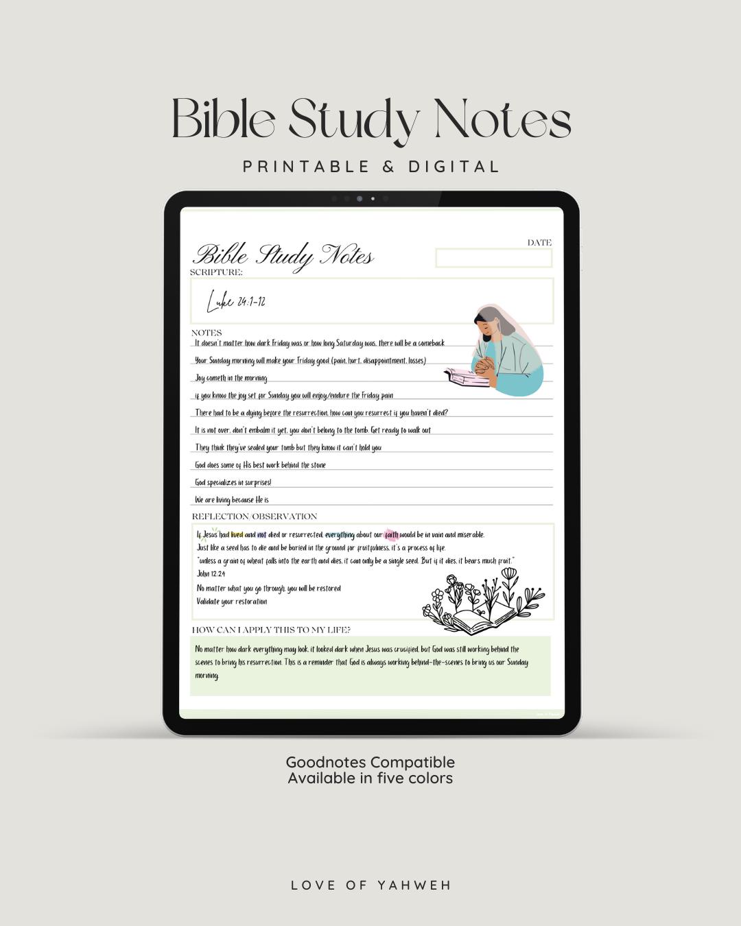 Bible Study Template Bundle, Printable Sermon Notes, Verse Map ...