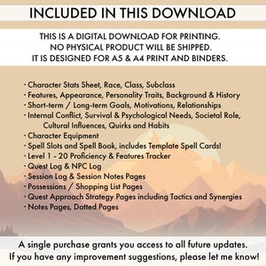 Printable Dnd 5e Player Journal, Character Sheet, Campaign Tracker (A4 ...