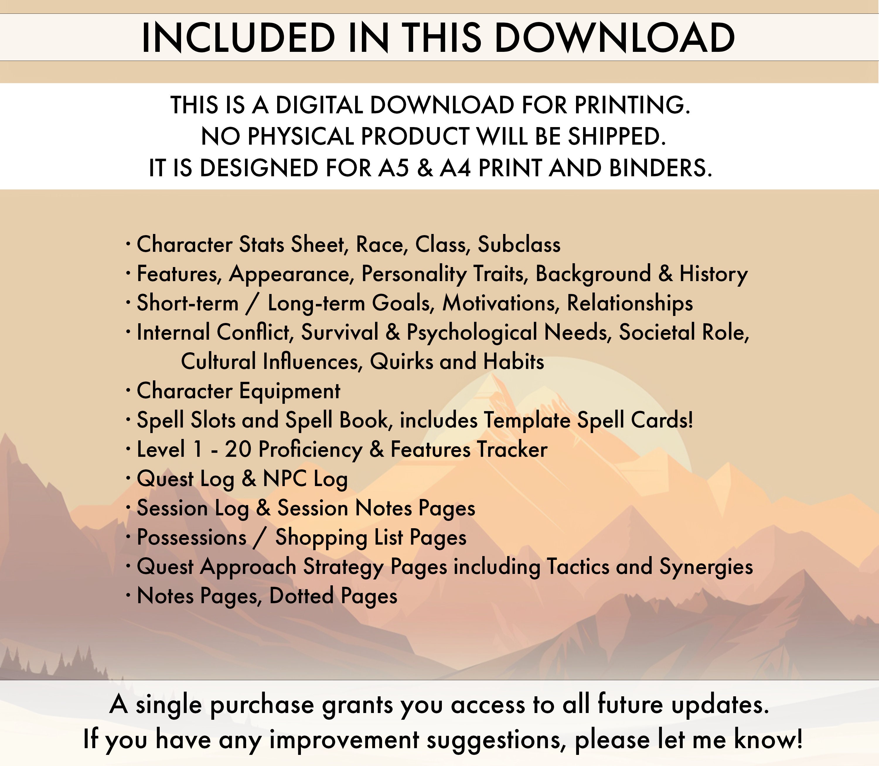 Printable Dnd 5e Player Journal, Character Sheet, Campaign Tracker (A4 ...