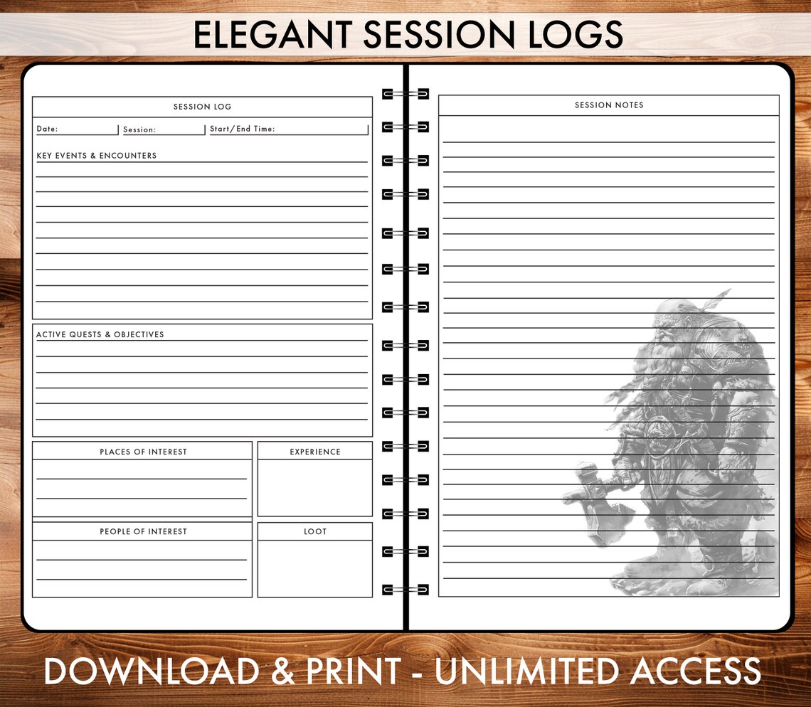 Printable Dnd 5e Player Journal, Character Sheet, Campaign Tracker (A4 ...