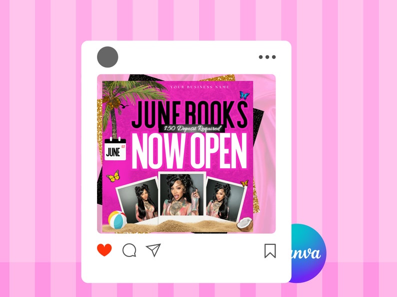 June Booking Flyer, June Bookings Hair Braid Makeup MUA Lash Locs Wig ...