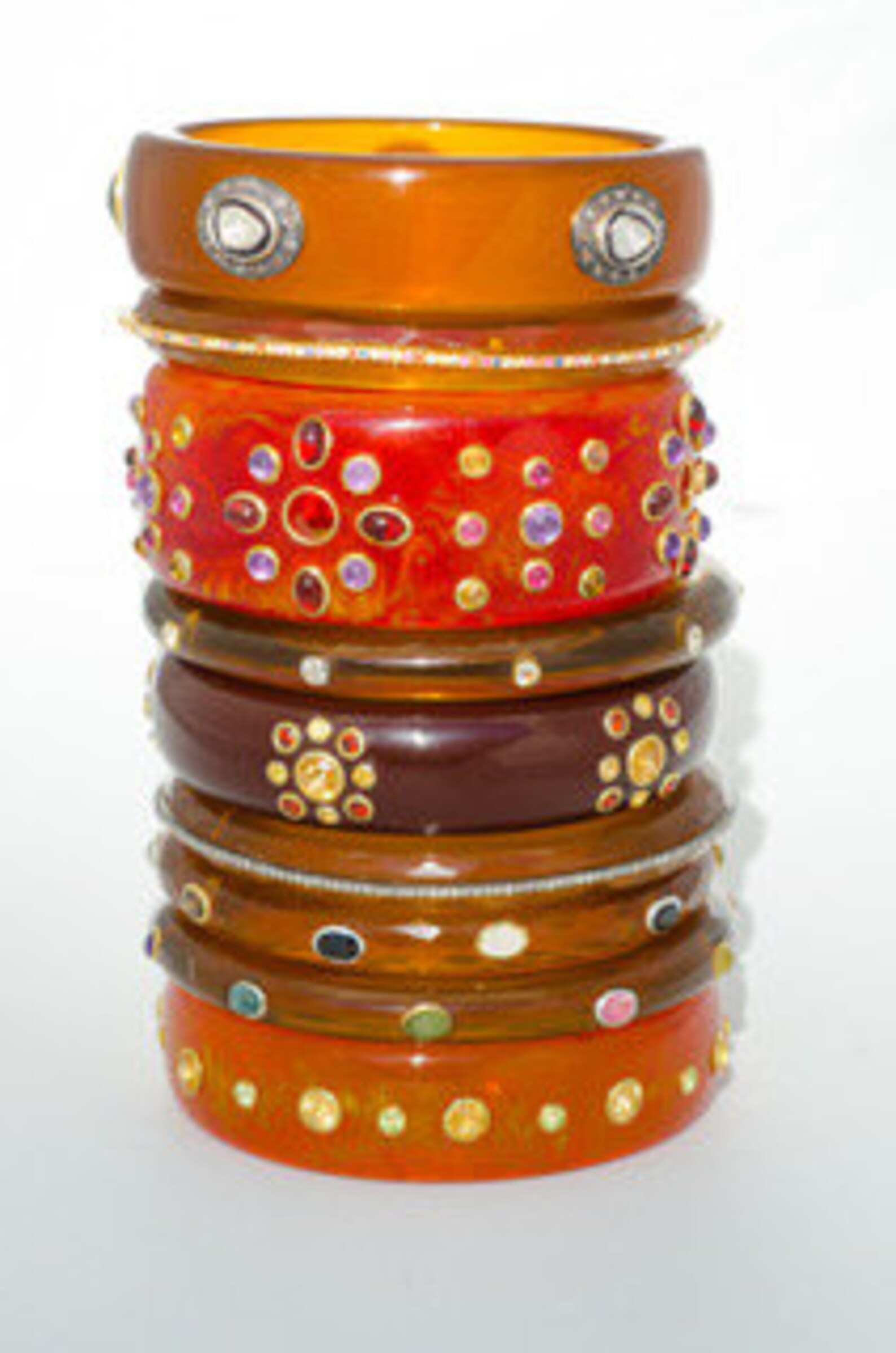 Bakelite Bangles With Inlaid Semiprecious Stones - Etsy