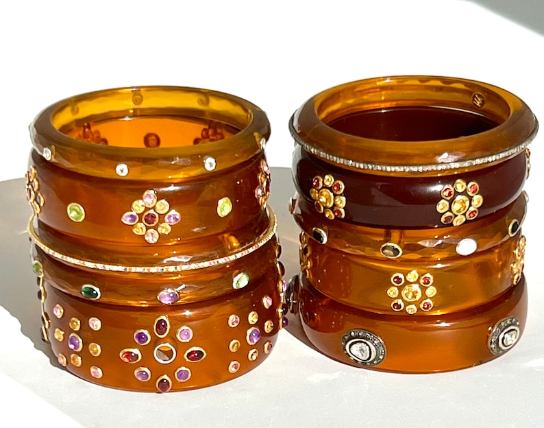 LALIQUE. Bakelite Bangles With Inlaid Ethiopian Fire Opals - Etsy