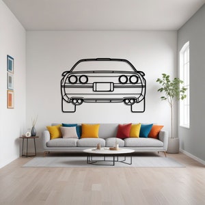 Corvette C4 1990 Model Back Metal Car Silhouette, Metal Wall Decor ...