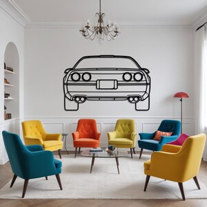 Corvette C4 1990 Model Back Metal Car Silhouette, Metal Wall Decor ...