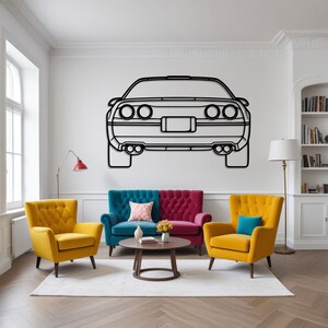 Corvette C4 1990 Model Back Metal Car Silhouette, Metal Wall Decor ...