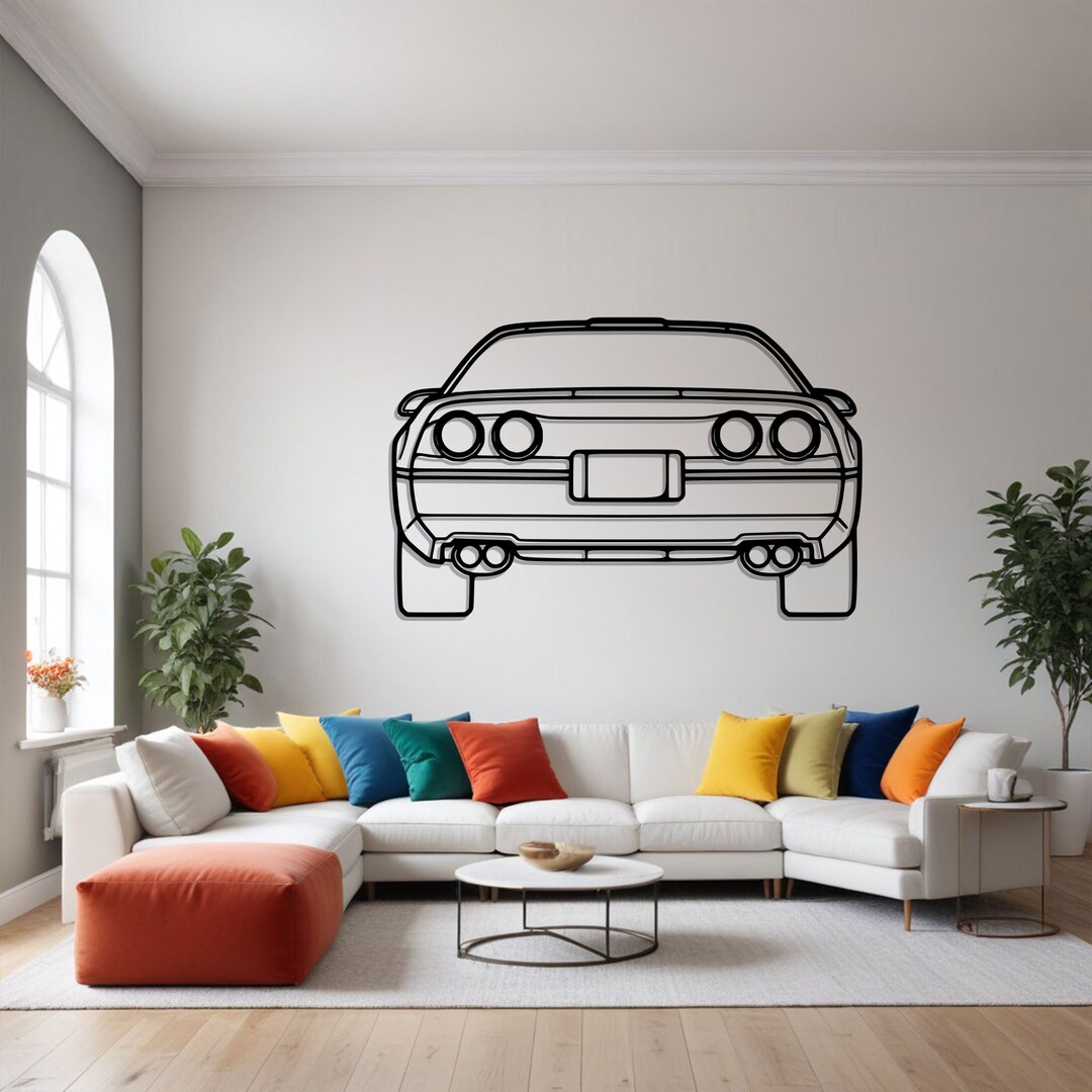 Corvette C4 1990 Model Back Metal Car Silhouette, Metal Wall Decor ...