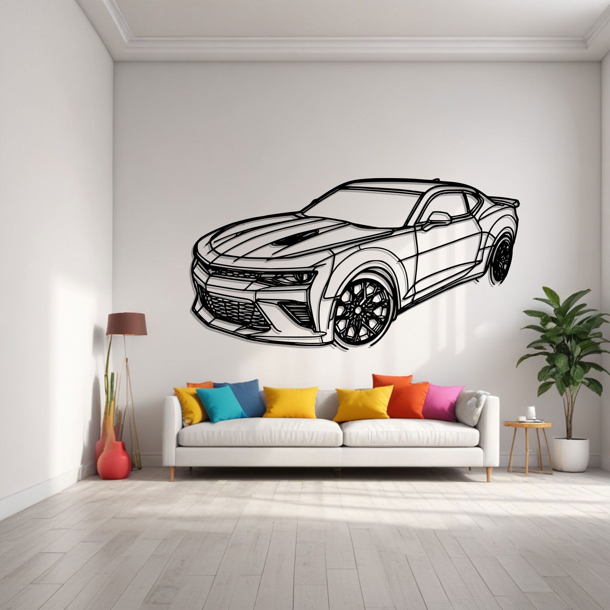 Camaro SS 2016 Model Angle Metal Car Silhouette Wall Art, Gift for Car ...
