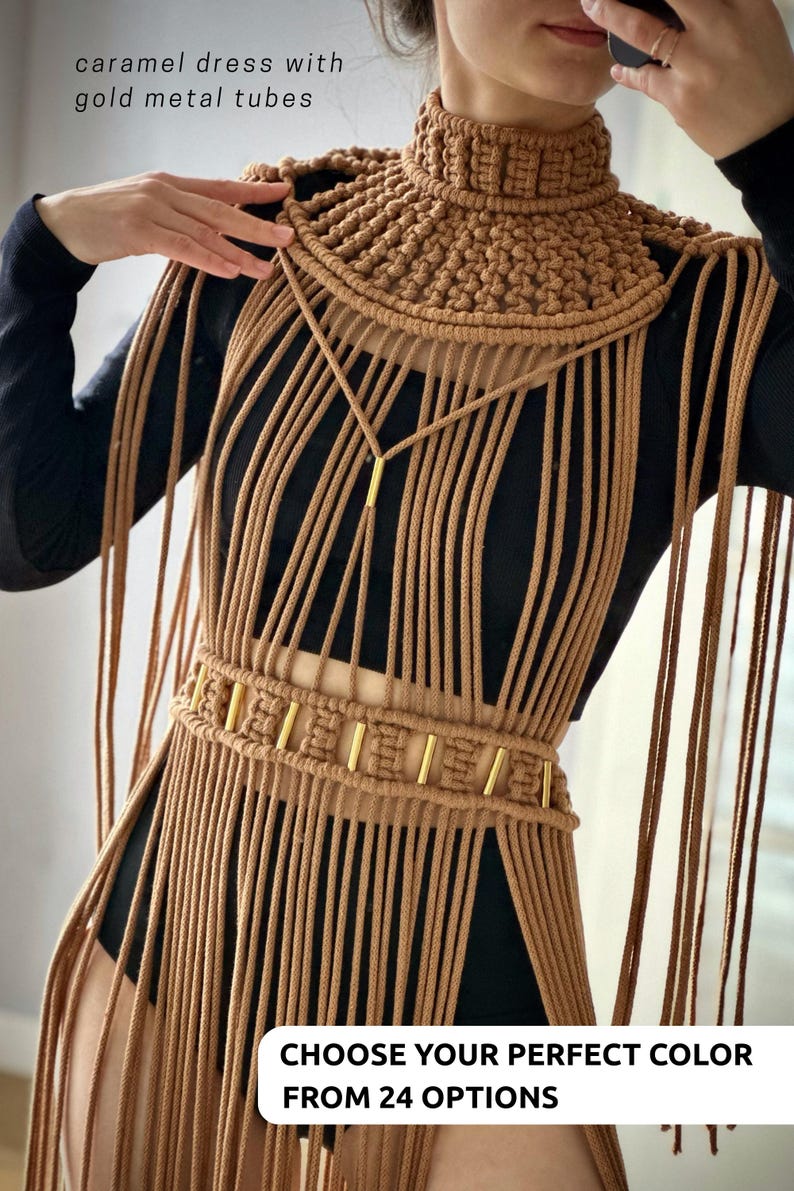 Cleopatra Costume, Bohemian Goddess Dress, Rave Outfit, Macrame Grecian ...