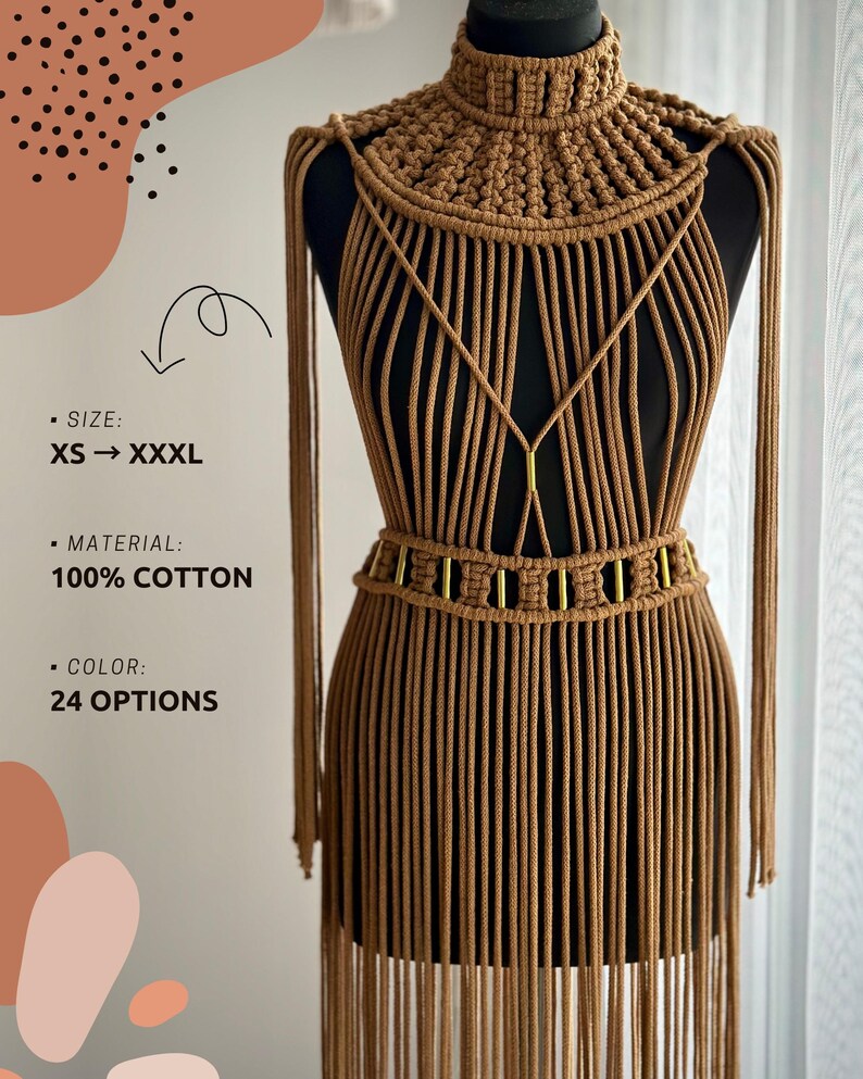 Cleopatra Costume, Bohemian Goddess Dress, Rave Outfit, Macrame Grecian ...