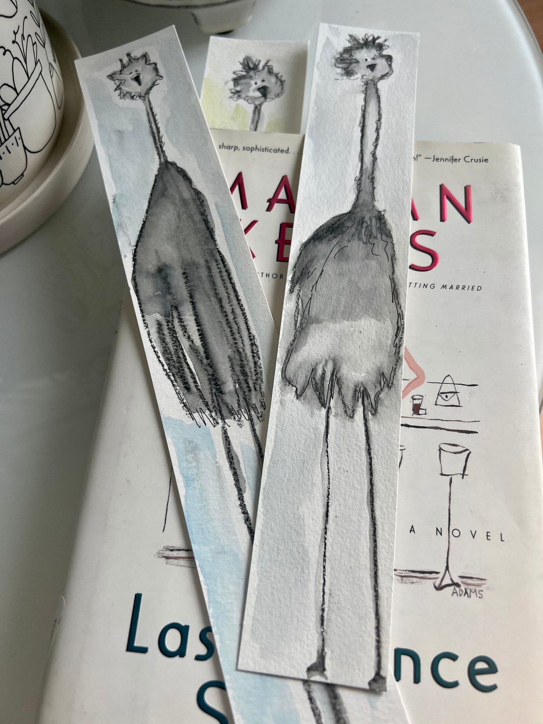 Bookmarks Hand-painted Bookmarks Set of 3 Ostrich Laminated - Etsy