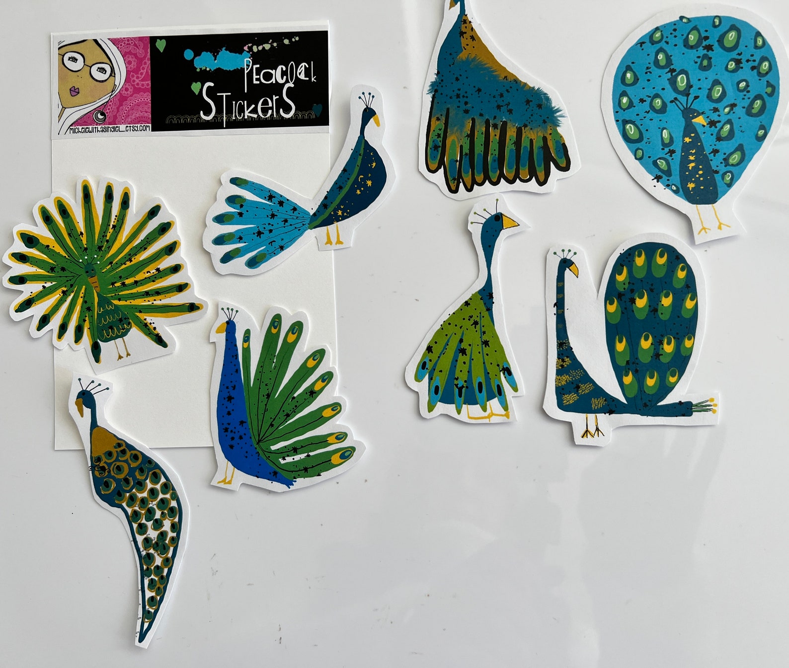 Sticker Pack Peacock Stickers Set of 8 - Etsy