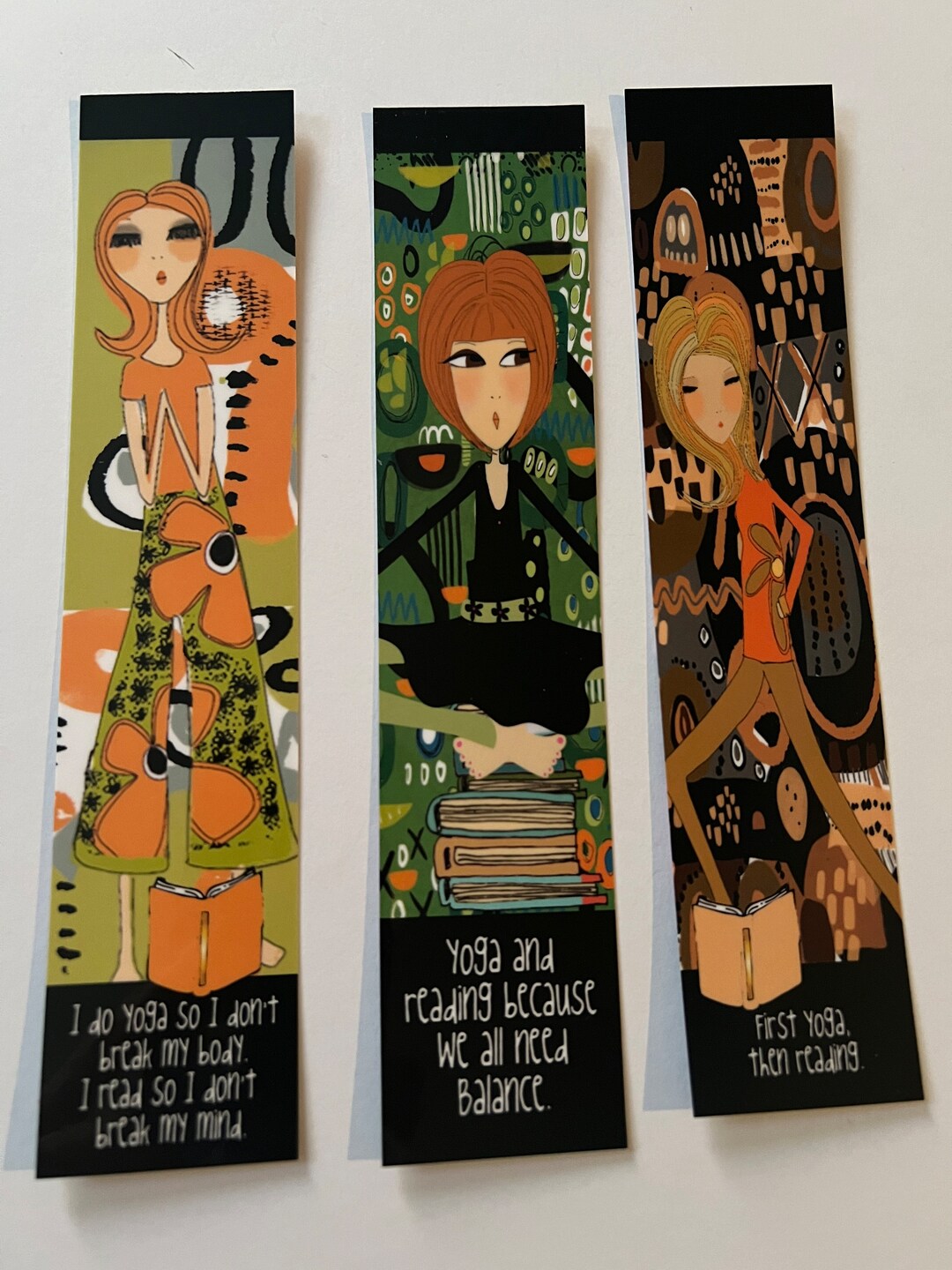 Handmade Yoga Bookmarks - Laminated Set of 3 - Etsy