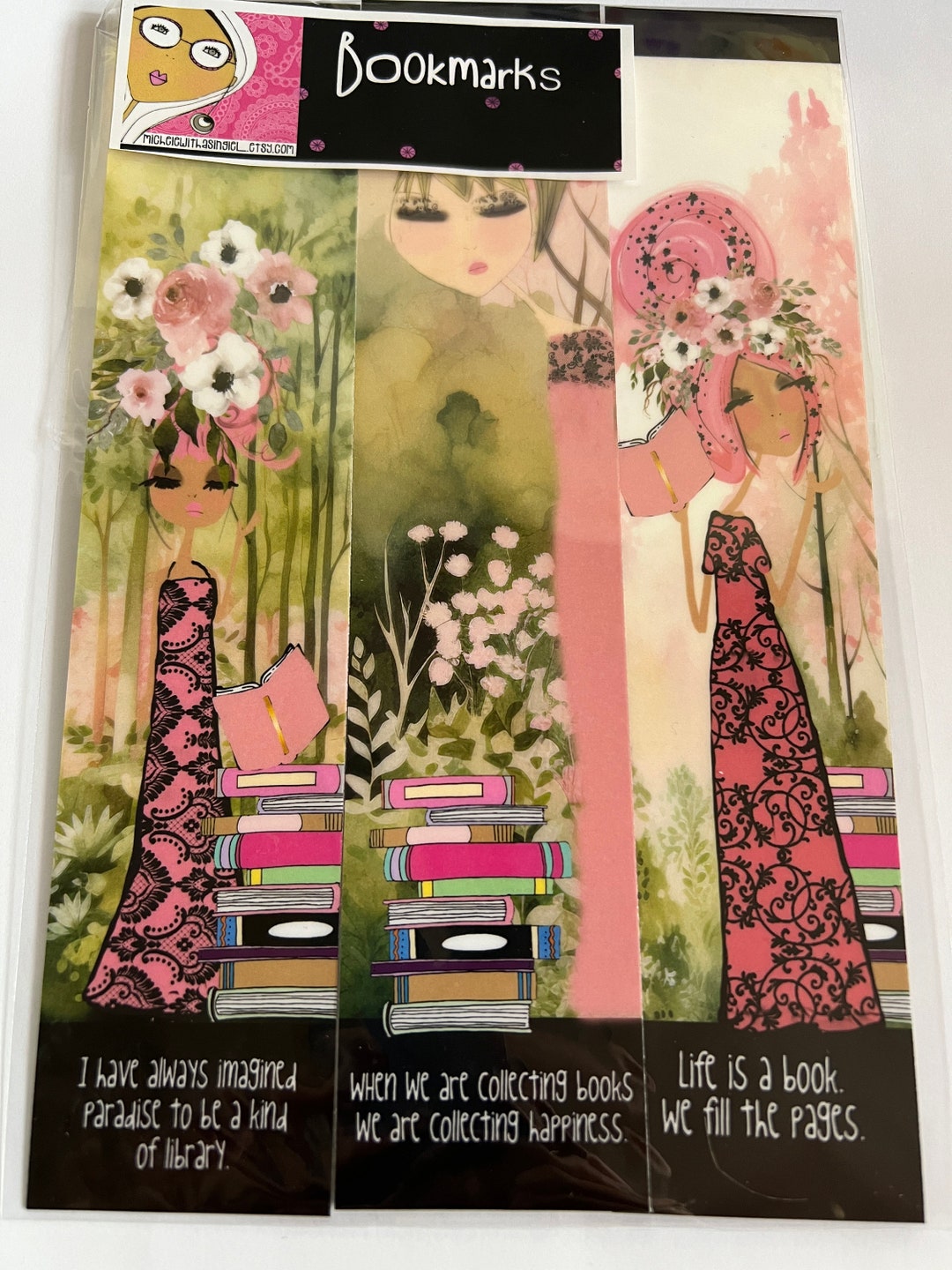 Hand-made Bookmarks Set of 3 Laminated Bookmarks - Etsy