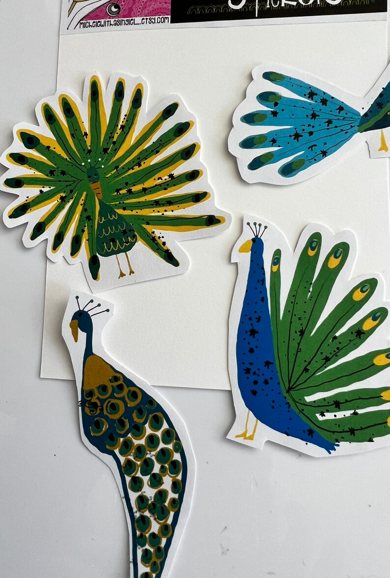 Sticker Pack - Peacock Stickers - Set of 8 - Etsy