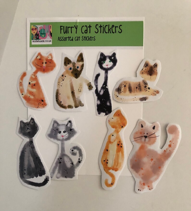 Sticker Pack Furry Cat Stickers Set of 8 - Etsy