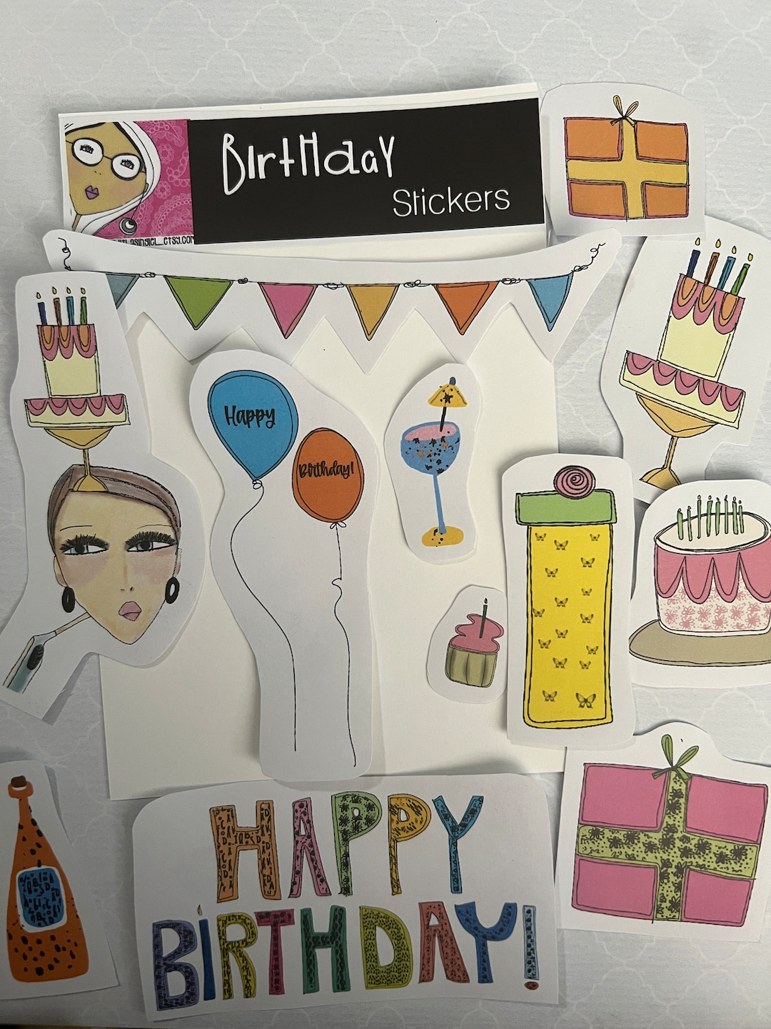 Stickers Birthday Stickers Set of 12 Stickers - Etsy
