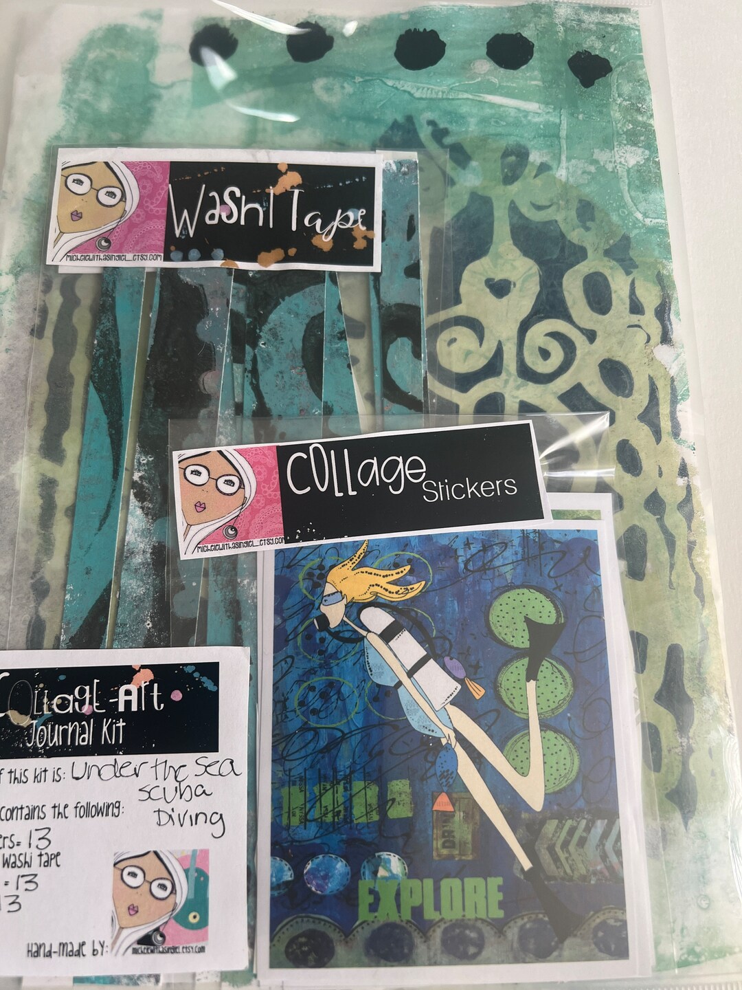 Collage Kit - Under the Sea - Gelli Papers, Washi Tape, Stickers - Etsy