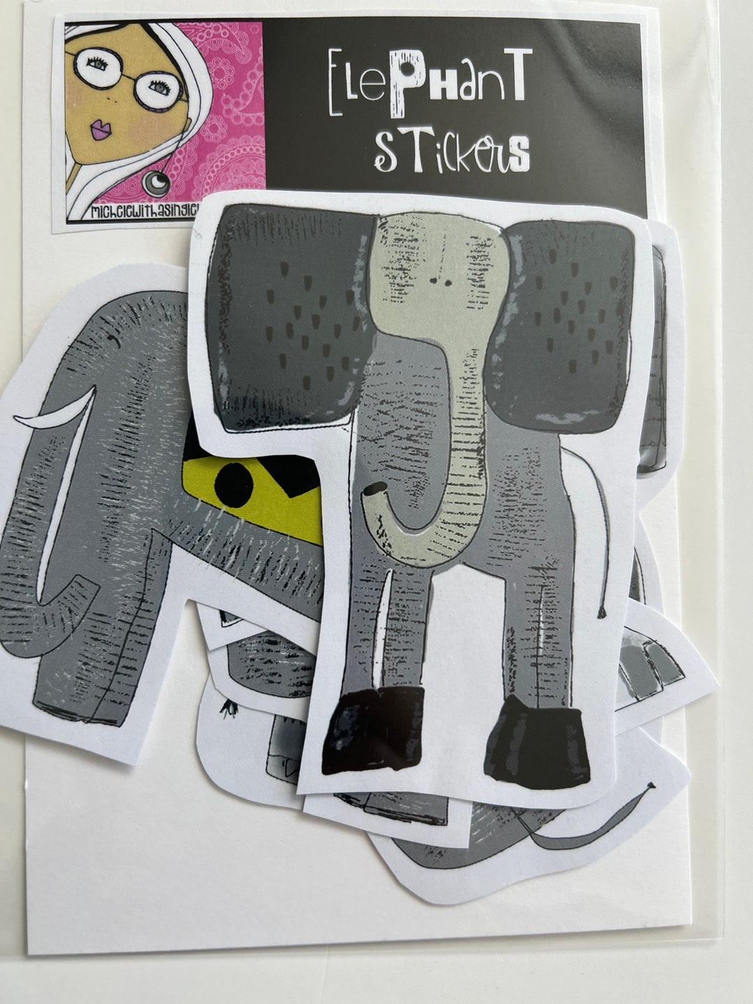 Stickers -elephants Set of 6 - Etsy