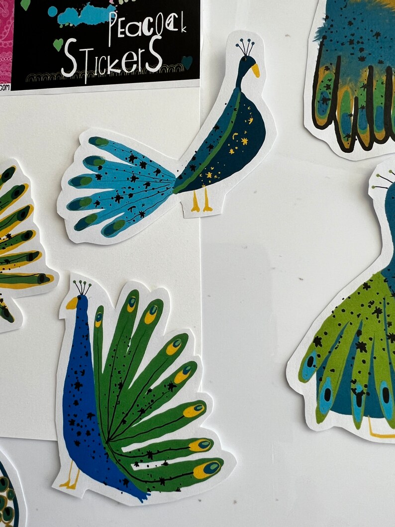 Sticker Pack - Peacock Stickers - Set of 8 - Etsy