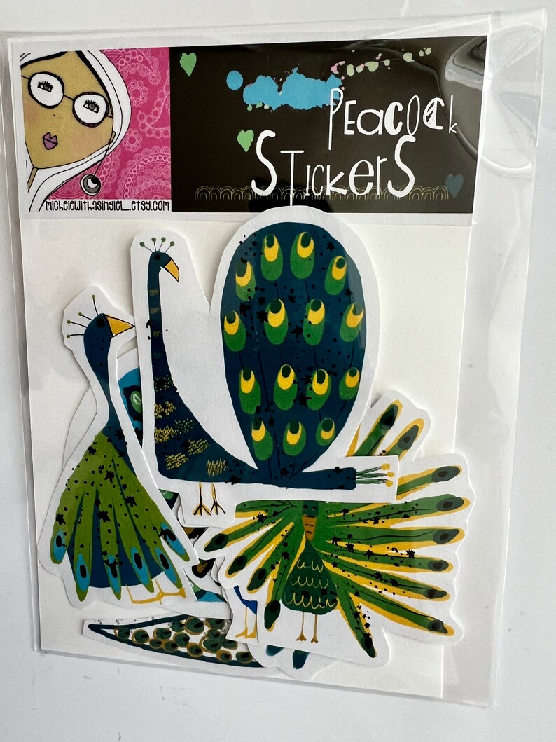 Sticker Pack - Peacock Stickers - Set of 8 - Etsy