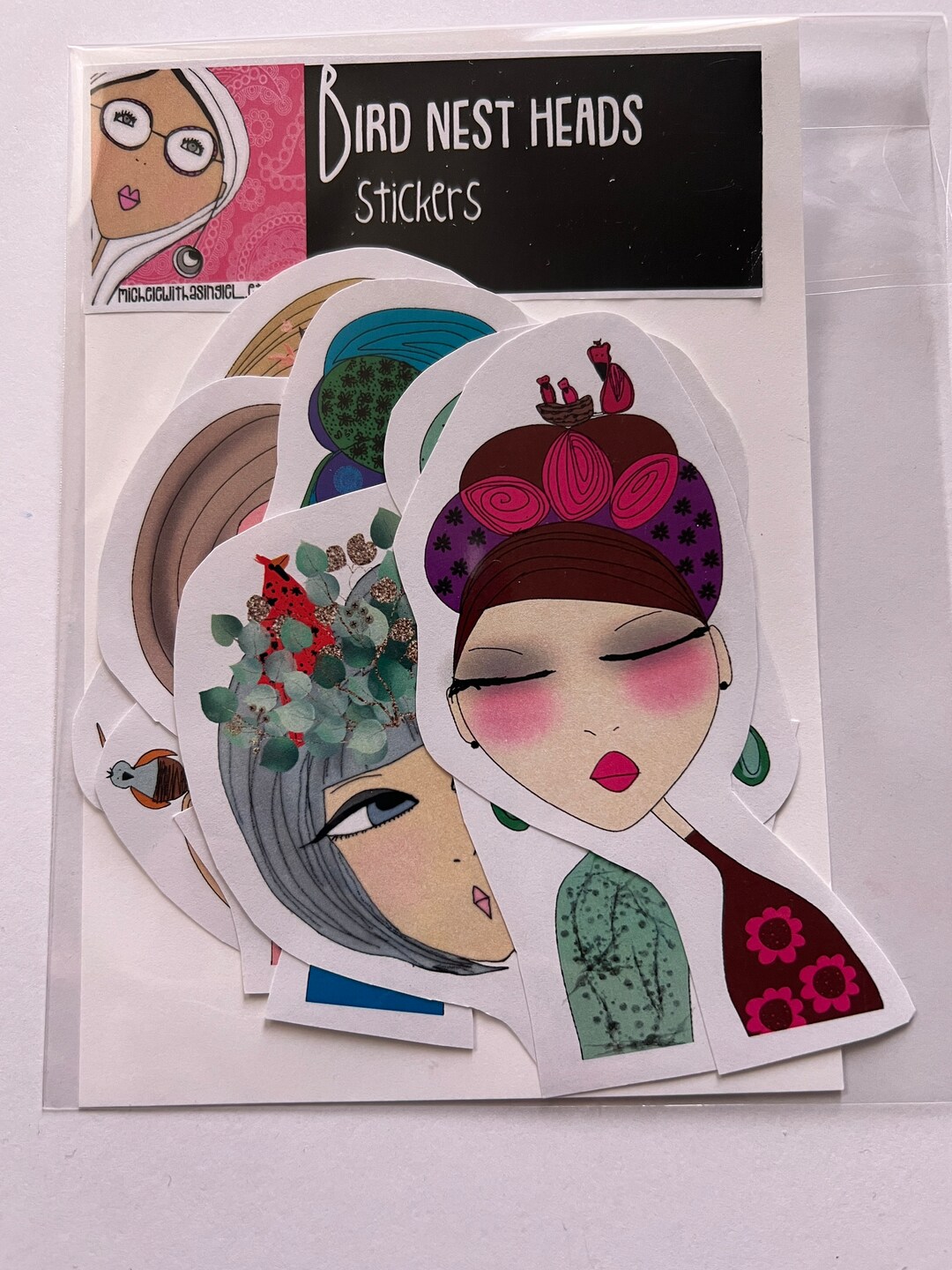 Stickers bird Nest Heads Set of 7 Unique Stickers - Etsy