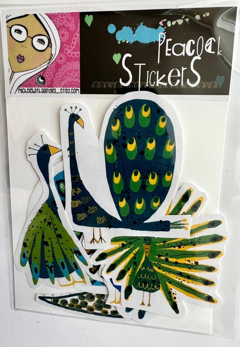 Sticker Pack - Peacock Stickers - Set of 8 - Etsy