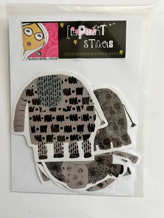 Stickers elephants Set of 12 | Etsy